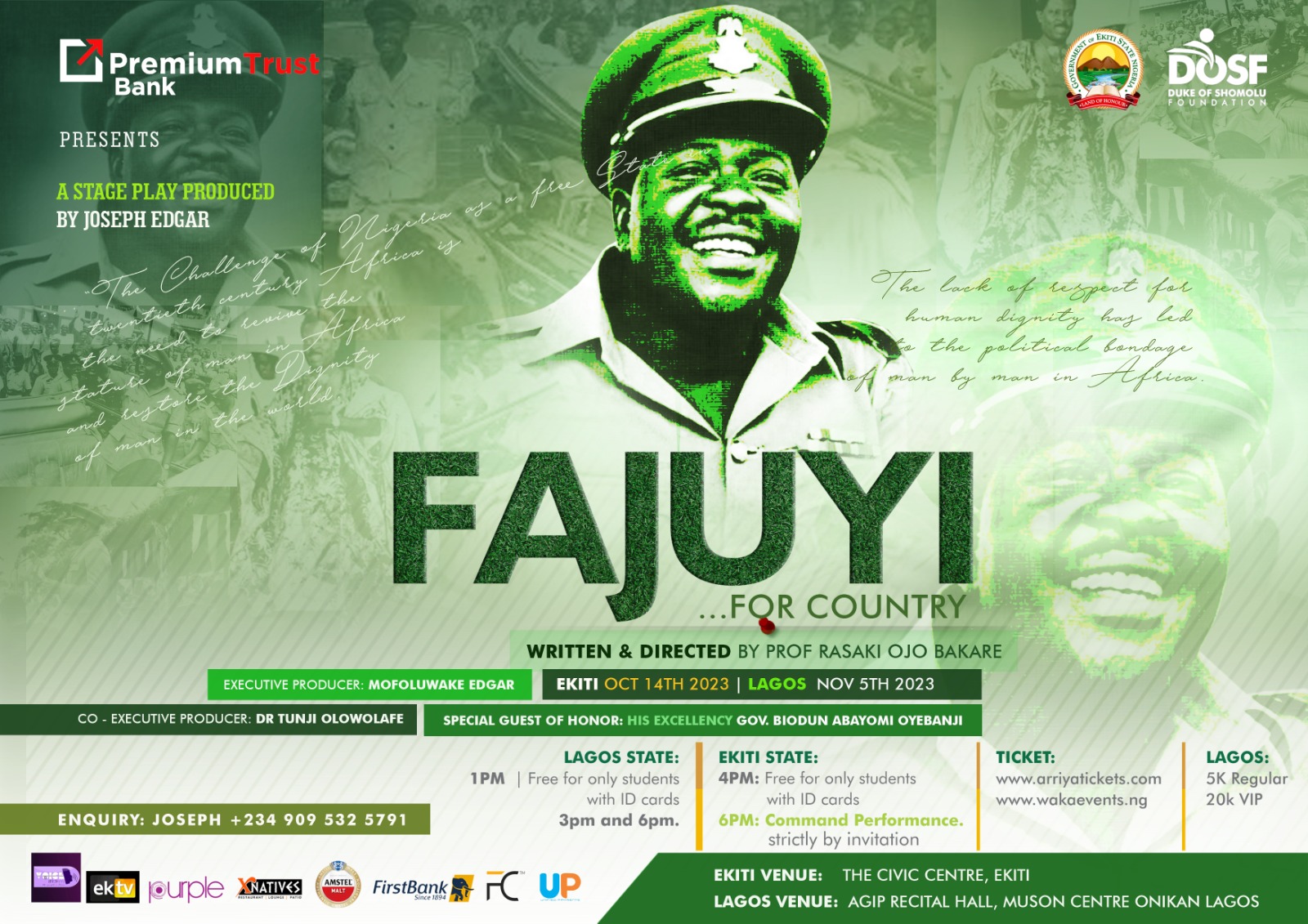 "Fajuyi – For Country” stage play honouring Col Adekunle Fajuyi sells out in Lagos - The Lagos ...