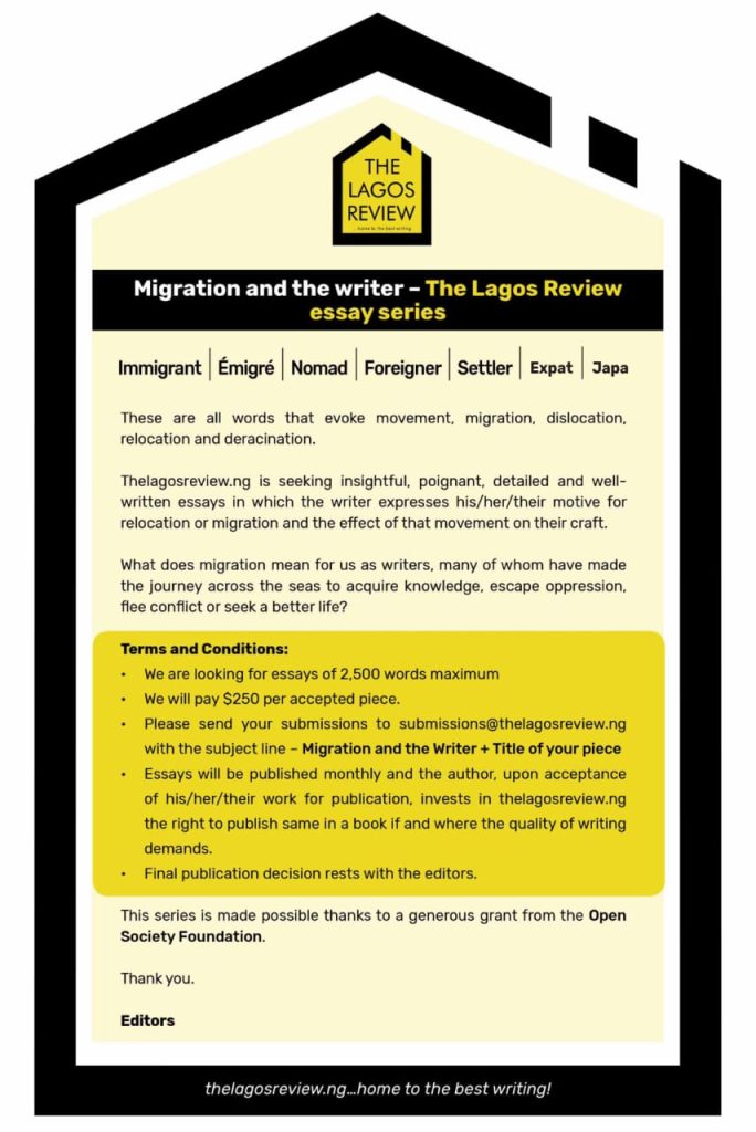 Call for essays: "Migration and the Writer" – thelagosreview.ng essay series - The Lagos Review